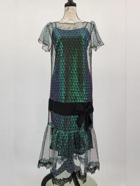 Unique Vintage | Dresses | Unique Vintage Iridescent Peacock Sheer ...